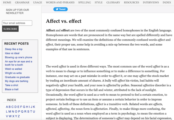 Affected vs Effected: 10 Sites That Teach You Correct English Grammar Usage