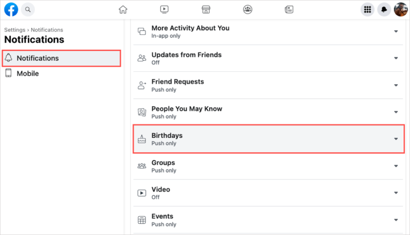 How to Enable and Disable Birthday Notifications on Facebook