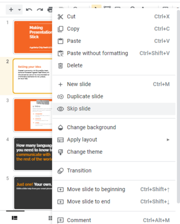 How to Hide and Unhide a Slide in Google Slides