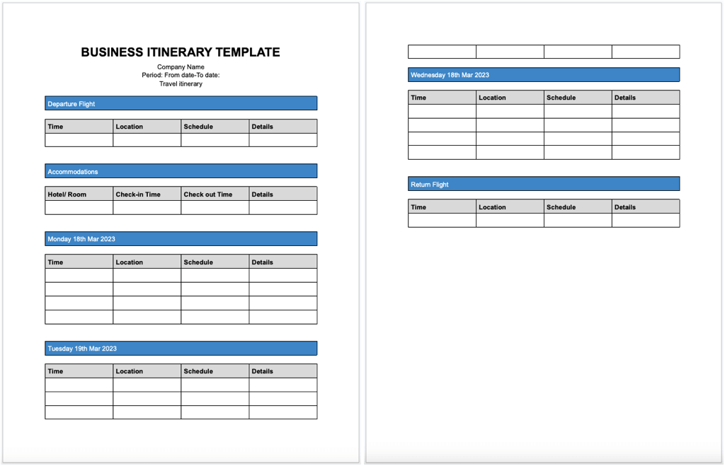 The Best 15 Free Itinerary Templates For Google Docs LaptrinhX