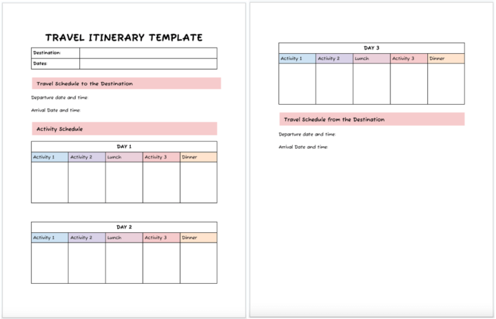 The Best 15 Free Itinerary Templates for Google Docs