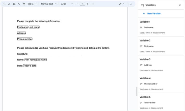 How to Insert Variable Smart Chips (Placeholders) in Google Docs