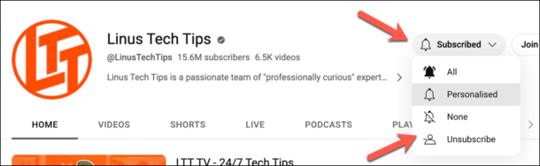 How to Unsubscribe From a YouTube Channel
